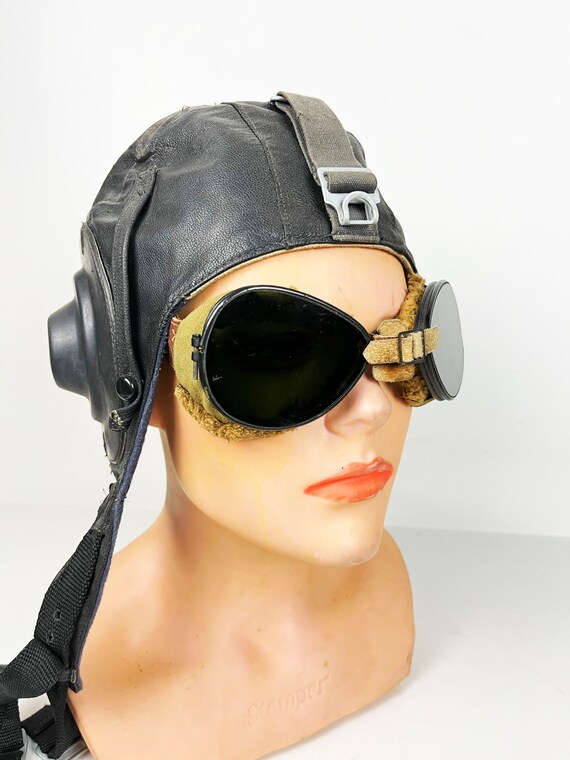 Antique WWII Military Goggles With Glass Lenses - Fol… - Gem