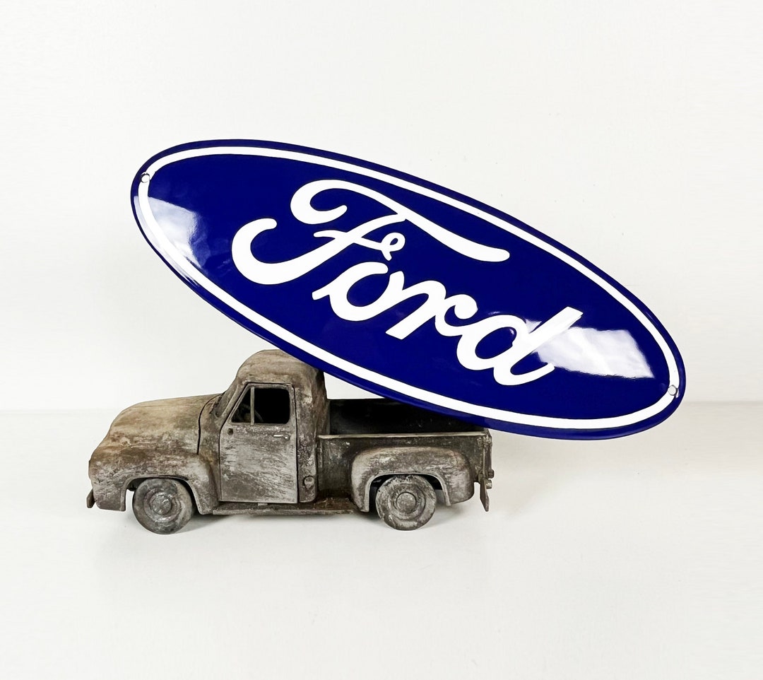 Authentic Vintage Enamel Ford Oval Sign - Iconic Ford Automobile Logo ...