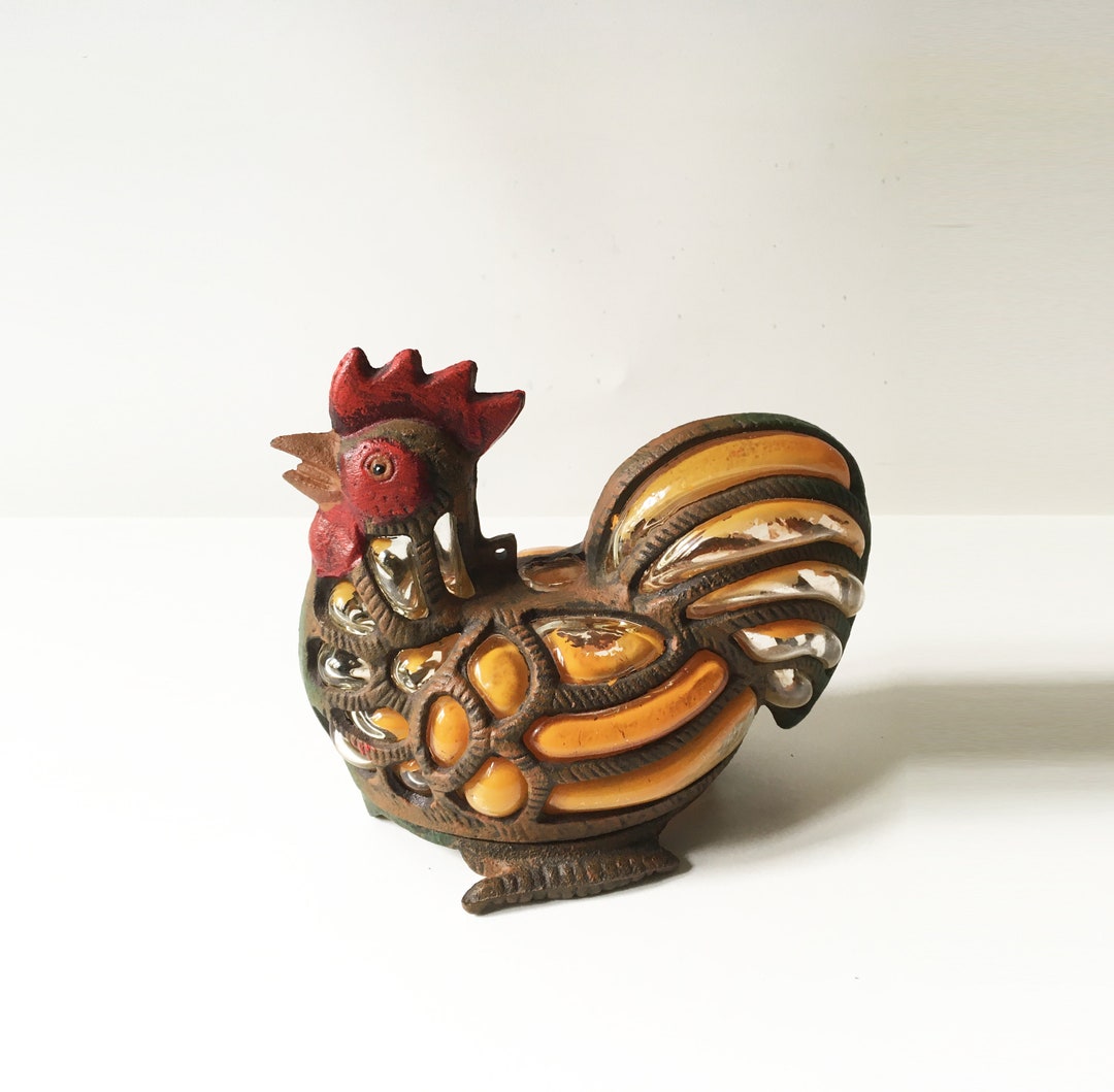 Vintage Cast Iron Chicken Tea Light Lantern: Rustic Farmhouse Decor - Etsy