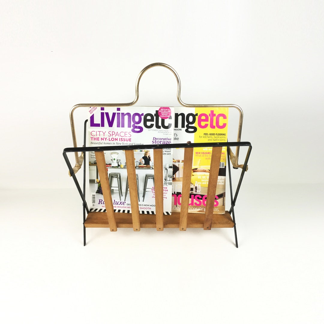 Mid Century Modern Wooden Magazine Rack - Newspaper Stand - Danish ...