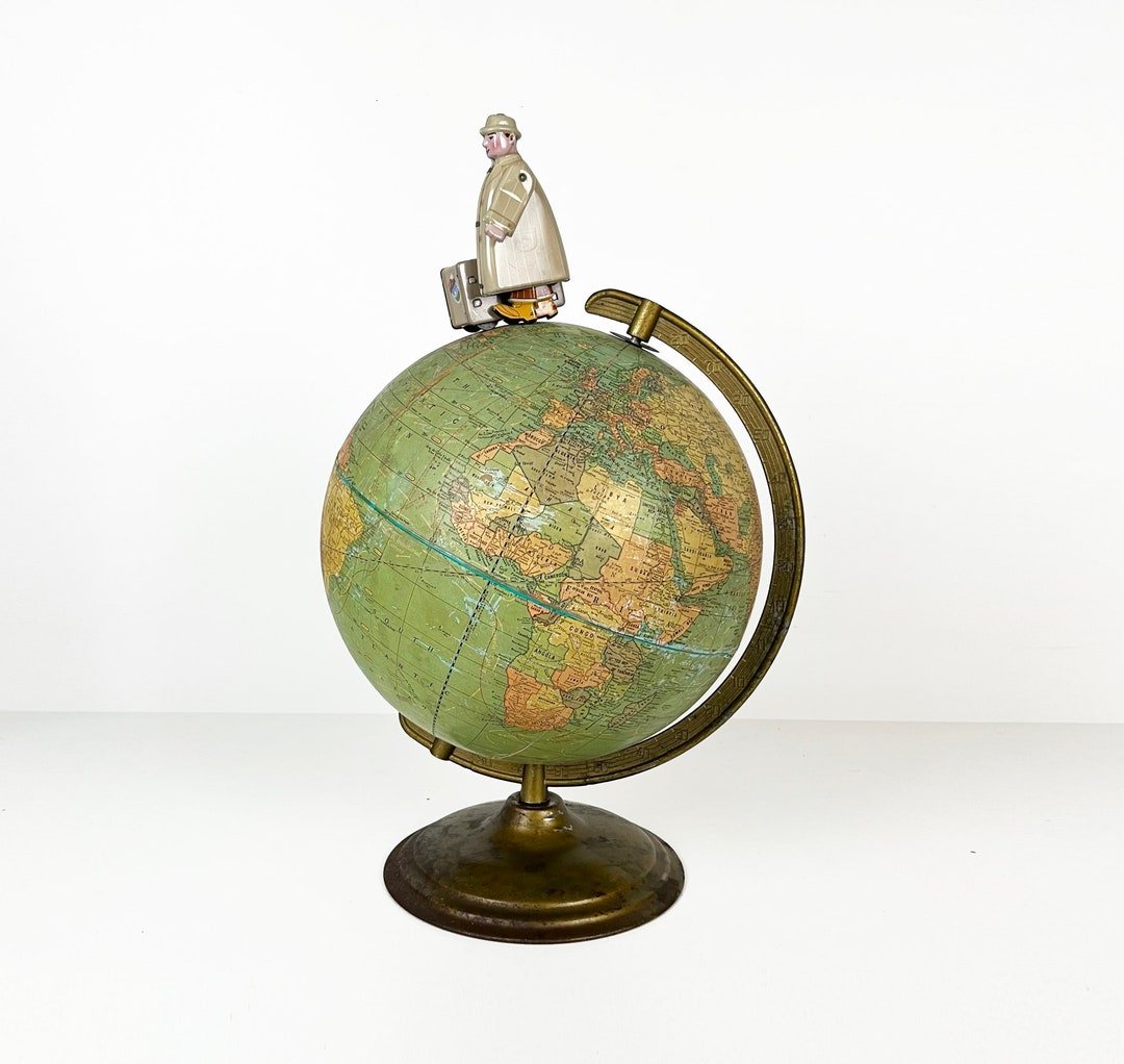 1968 Vintage George Cram Scholastic 10 1/2 Inch Earth Globe Desk Globe ...