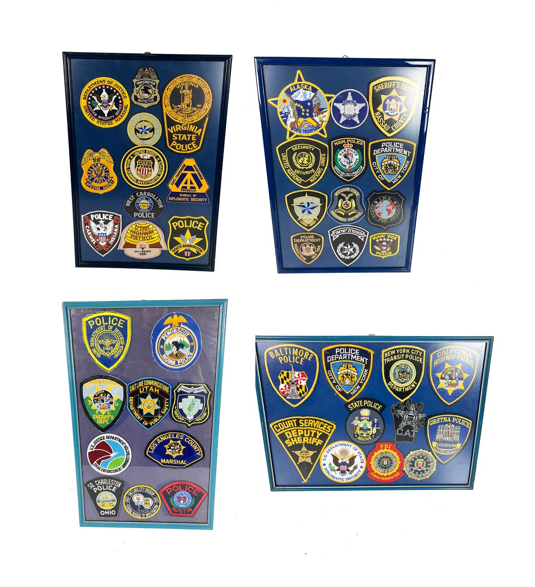 Rare Collection of 44 Police Sheriff Patches - Framed Patch Law ...