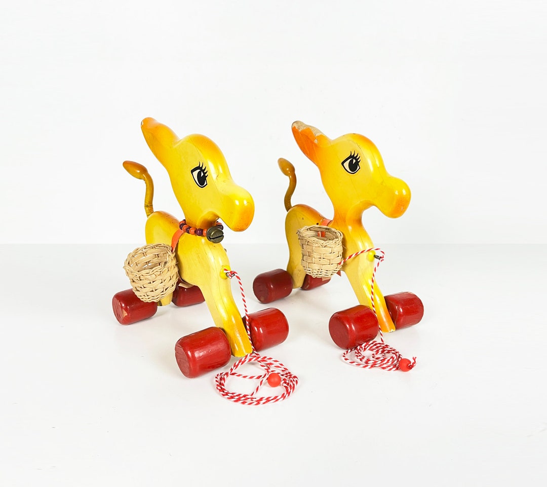 Vintage Kouvalias Yellow Donkeys Pull Toys - Set of Two - Made in ...