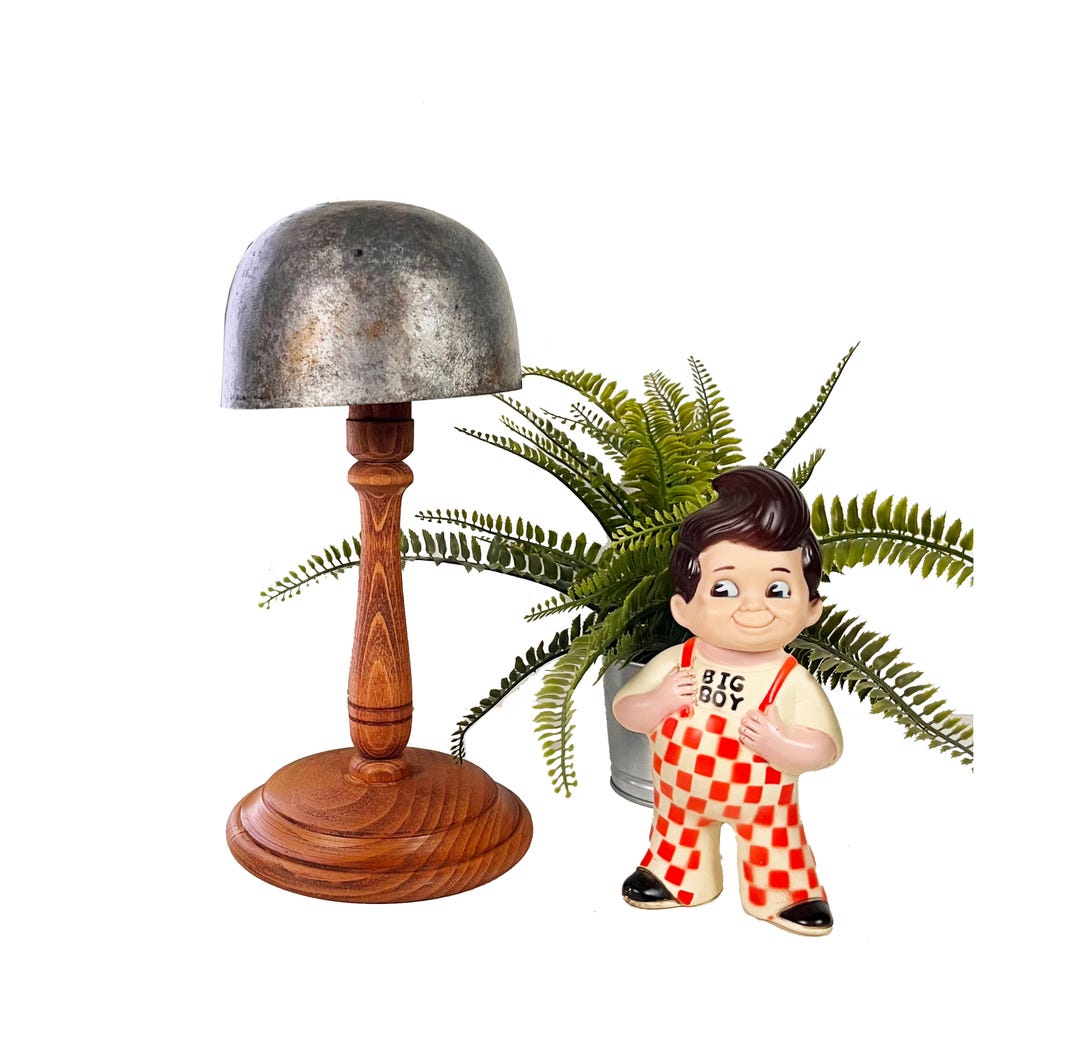 Antique Metal Millinery Hat Block - Size 53,5 - With Wooden Stand - Hat ...