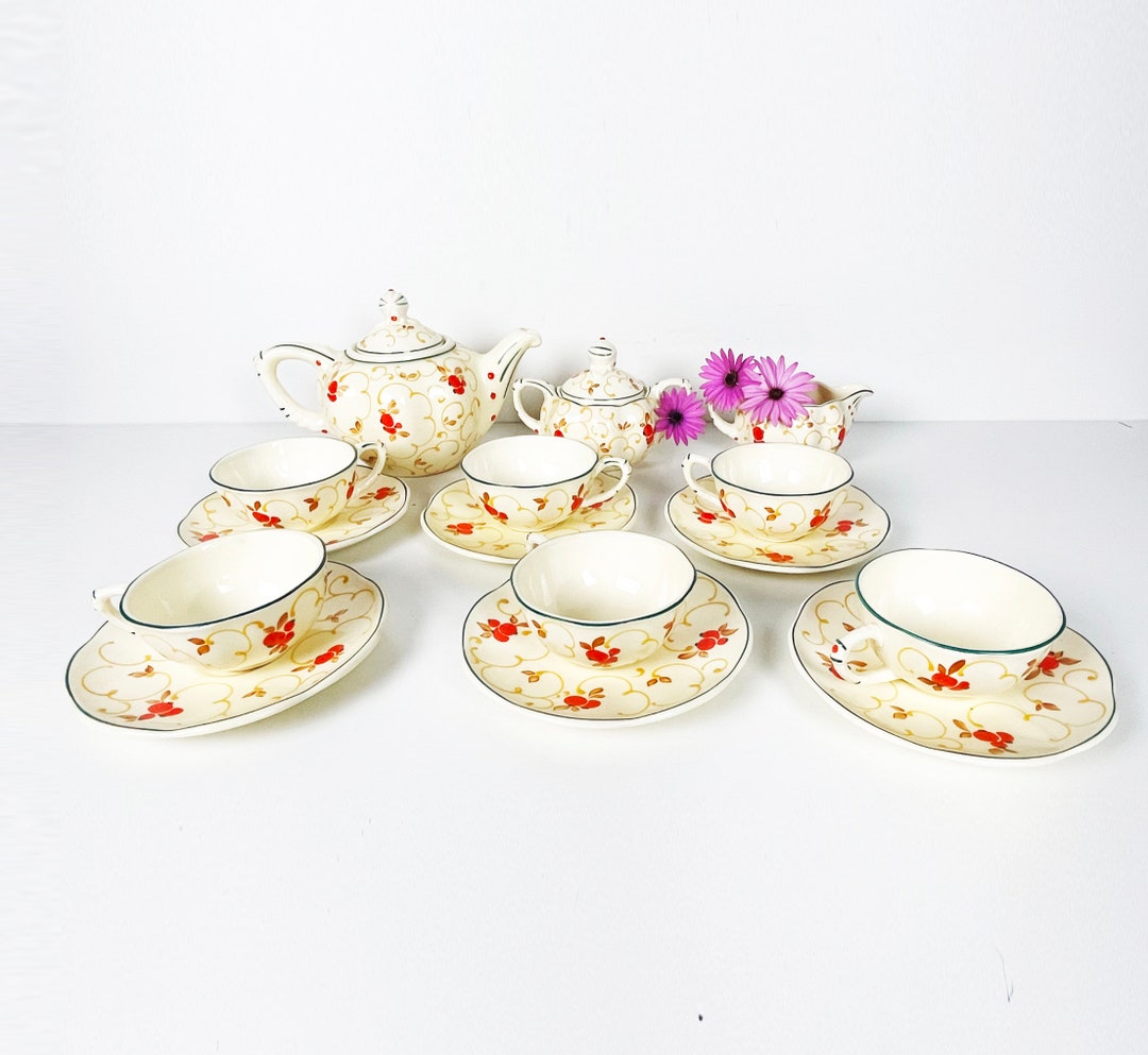 Vintage Hand-painted Tea Set: Floral Czechoslovakia Tea Service - Etsy