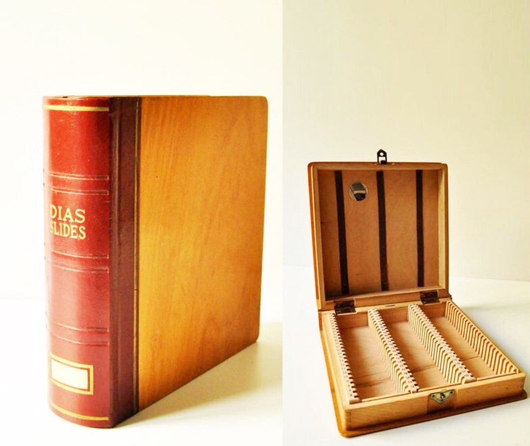 Vintage Wooden Book Shaped Photo Slides Storage Box Germany - Etsy