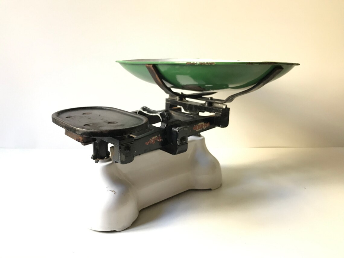 Vintage W.T. Avery Balance Scale White Enamel and Cast Iron | Etsy