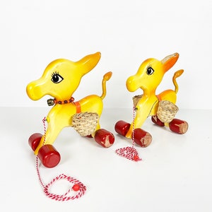 Vintage Kouvalias Yellow Donkeys Pull Toys - Set of Two - Made in ...