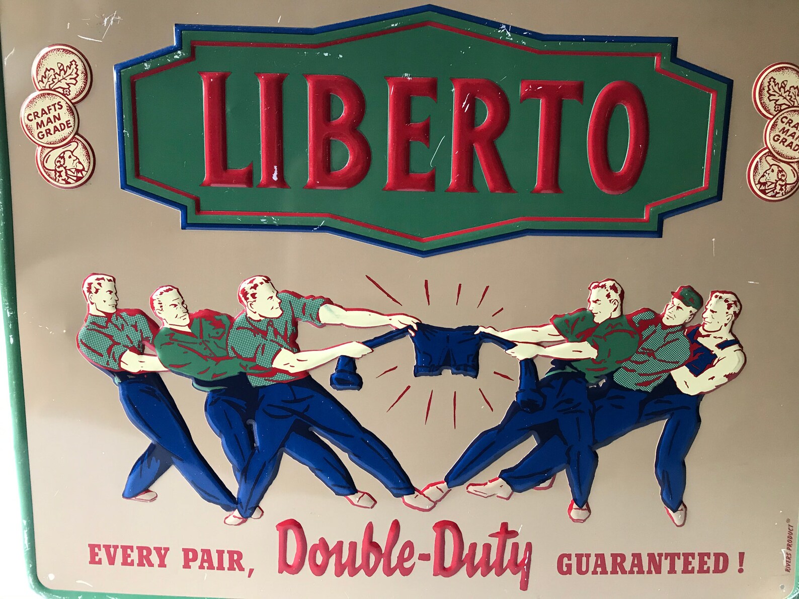 Vintage Liberto Sign Metal Advertising Sign Jeans Double | Etsy