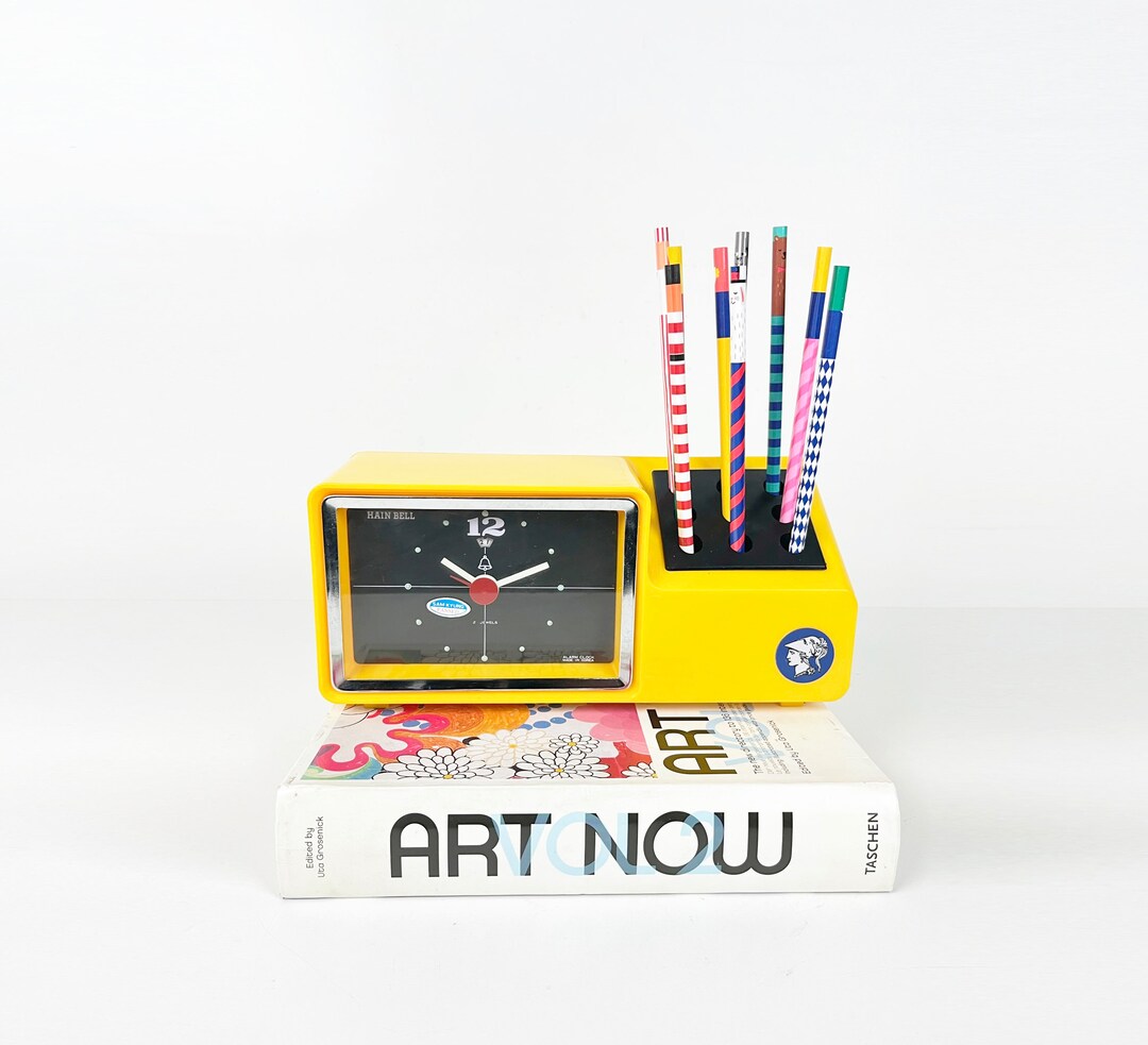 Vintage Yellow Hain Bell Alarm Clock: Space Age Desk Organizer - Etsy