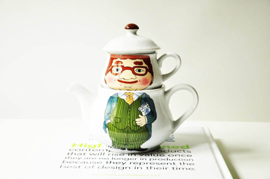 Vintage Tea for One Funny Set Teapot & Cup Cartoon Wall - Etsy
