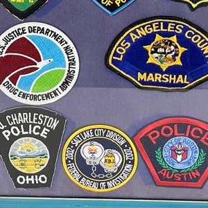 Rare Collection of 44 Police Sheriff Patches Framed Patch Law ...