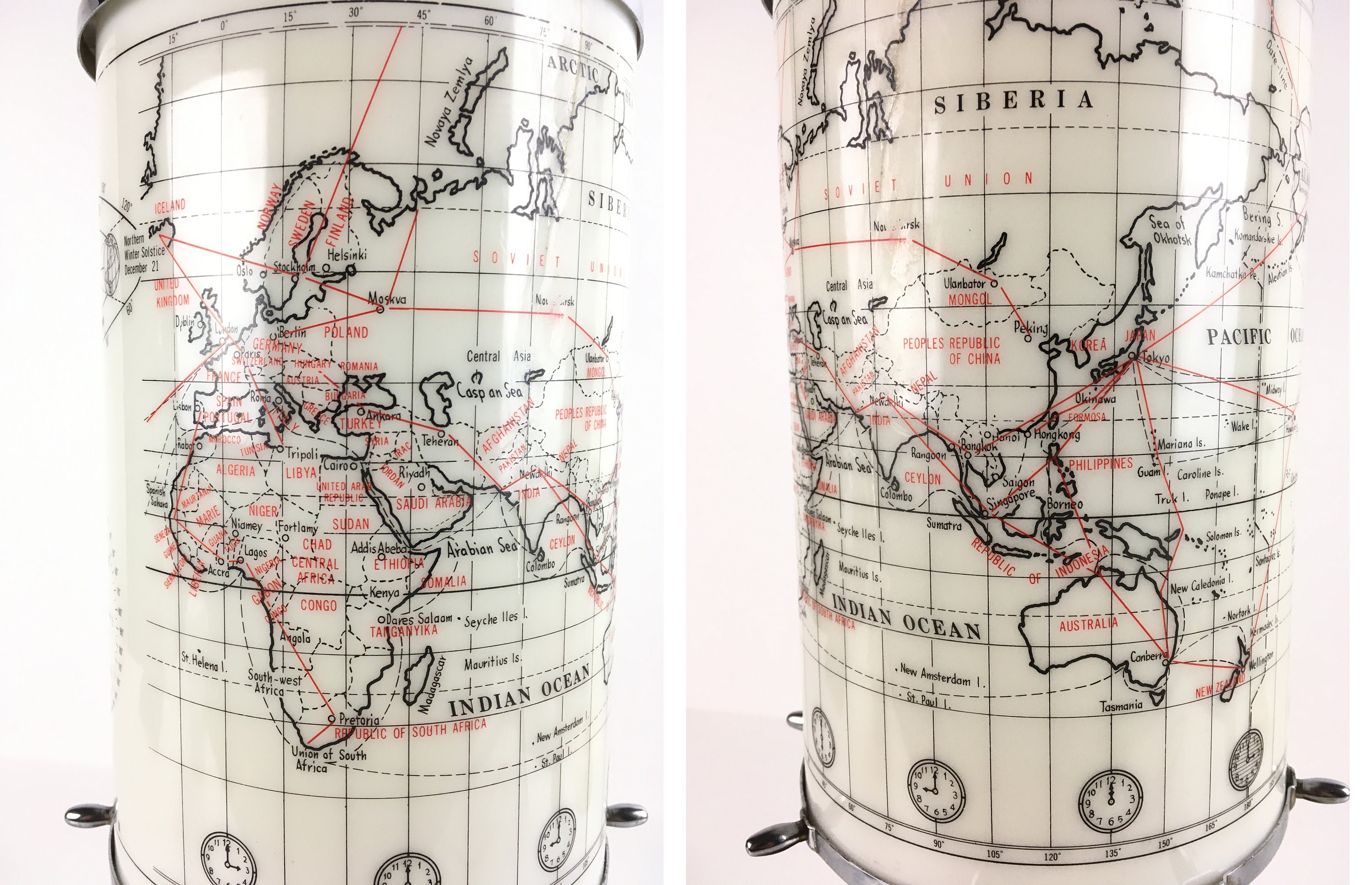 Vintage Hirose Desk Lamp 1960s World Map Earth Globe - Etsy