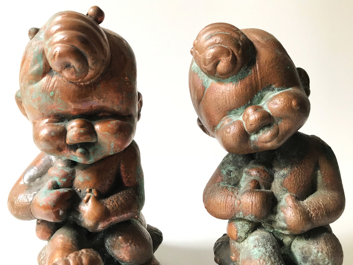Antique Copper Doll Molds - Vintage Industrial - Toy Factory - Oxidized ...