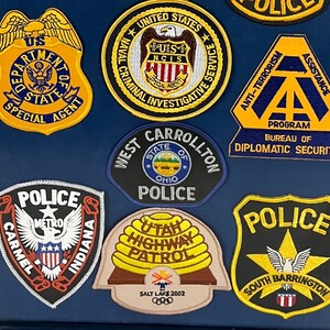 Rare Collection of 44 Police Sheriff Patches Framed Patch Law ...