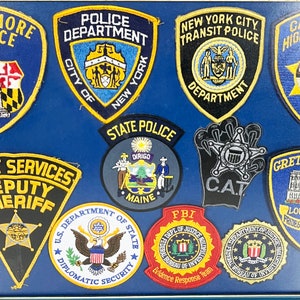 Rare Collection of 44 Police Sheriff Patches Framed Patch Law ...