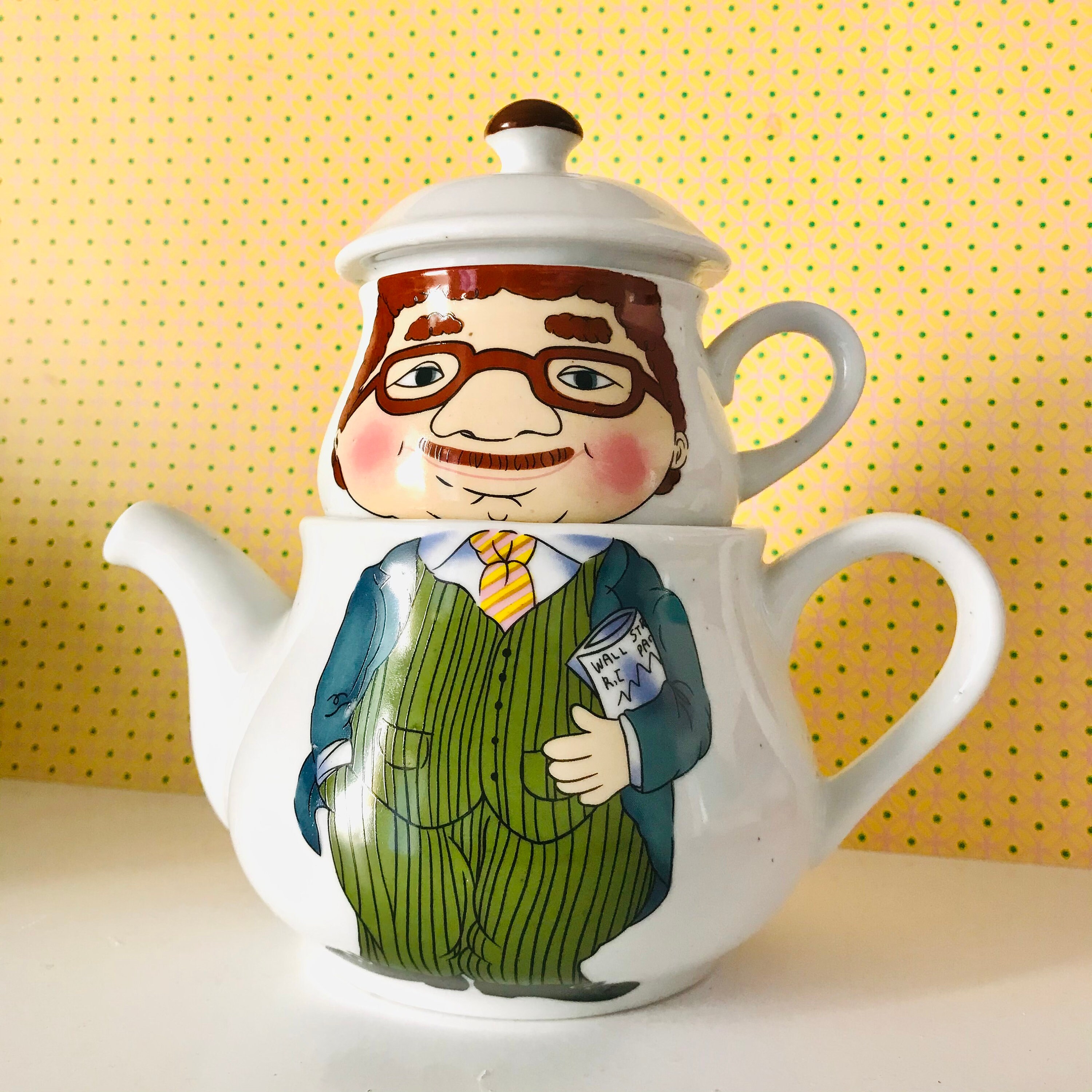 Vintage Tea for One Funny Set Teapot & Cup Cartoon Wall - Etsy