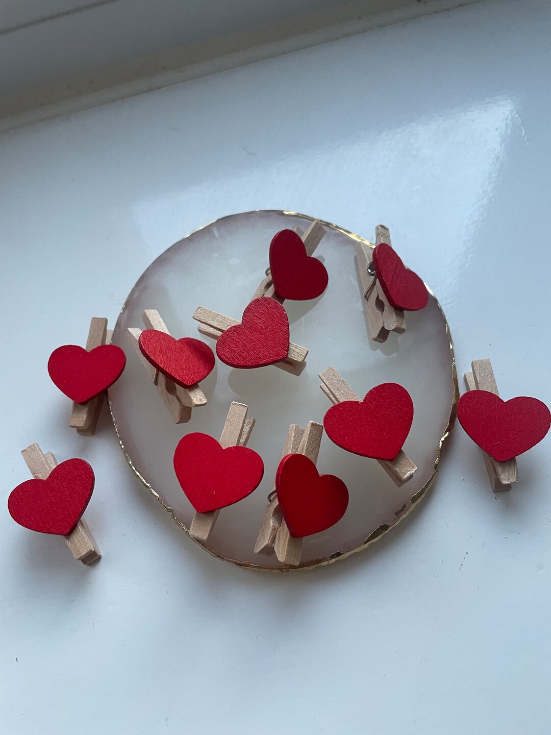 Mini Love Heart Wooden Pegs Clips Craft DIY Valentines 10 Pcs ...