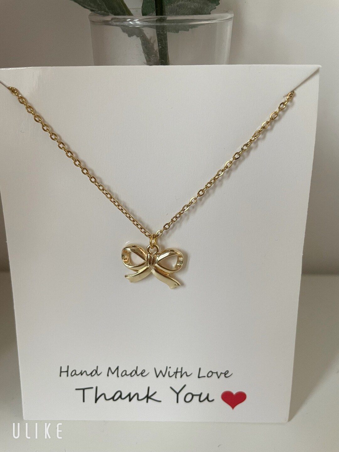 Stainless Steel Gold Colour Chain With Gold Colour Bow 44cm Necklace ...
