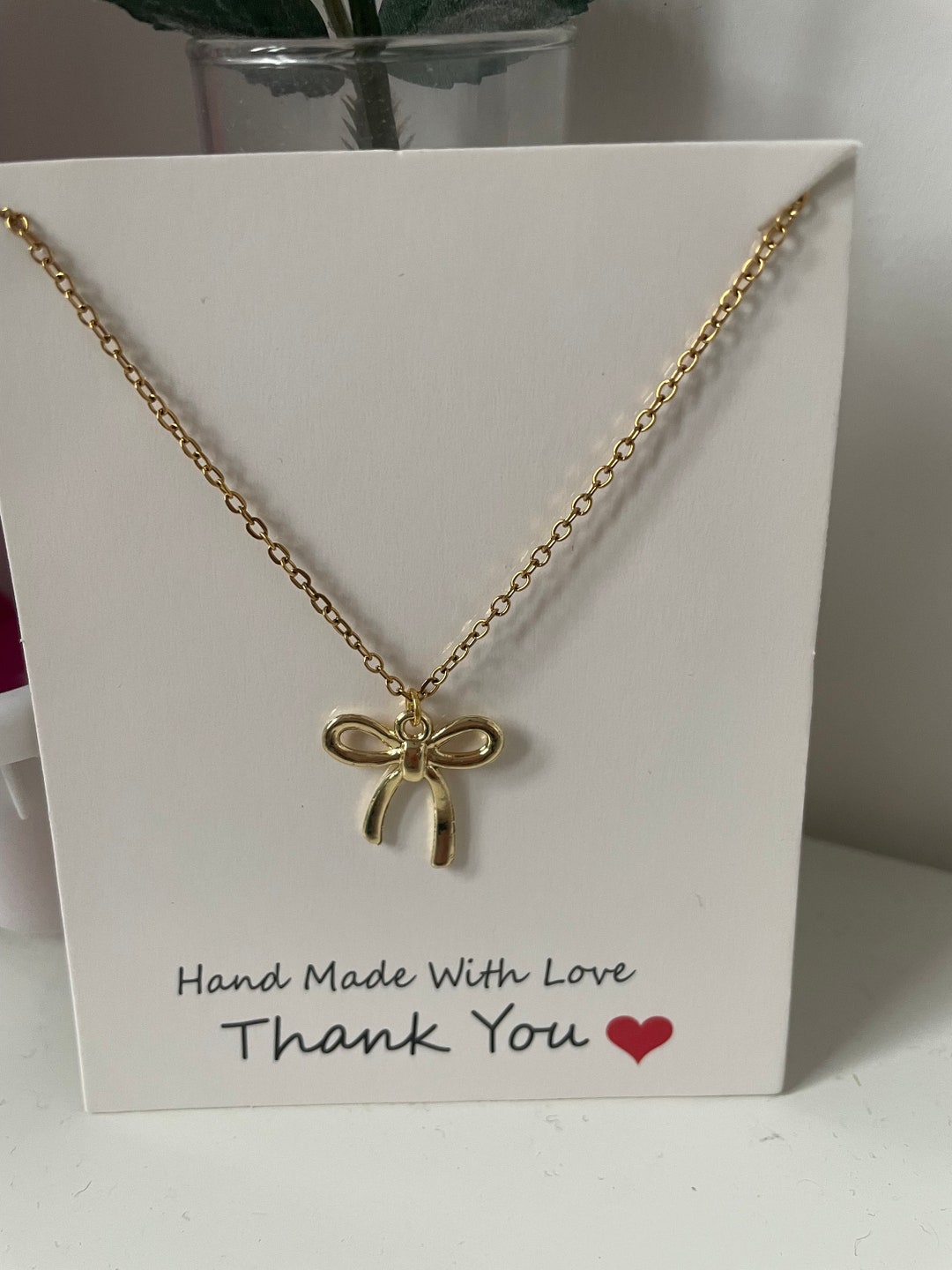 Stainless Steel Gold Colour Chain With Gold Colour Bow 44cm - Etsy