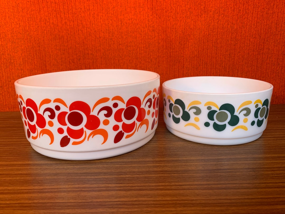 1960s 1970s Arcopal Bowls With Rare Pattern of Flowers Knorr - Etsy