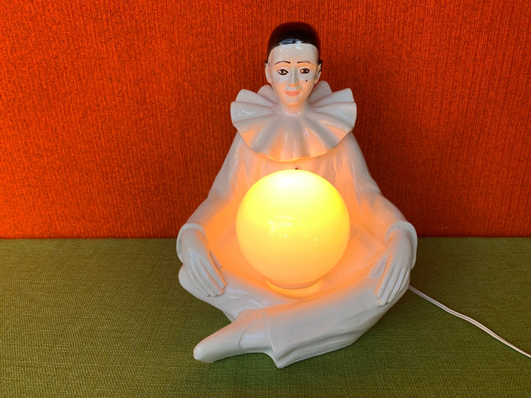 1980s Ceramic Pierrot With Opaline Bulb Lamp Vintage Retro - Etsy