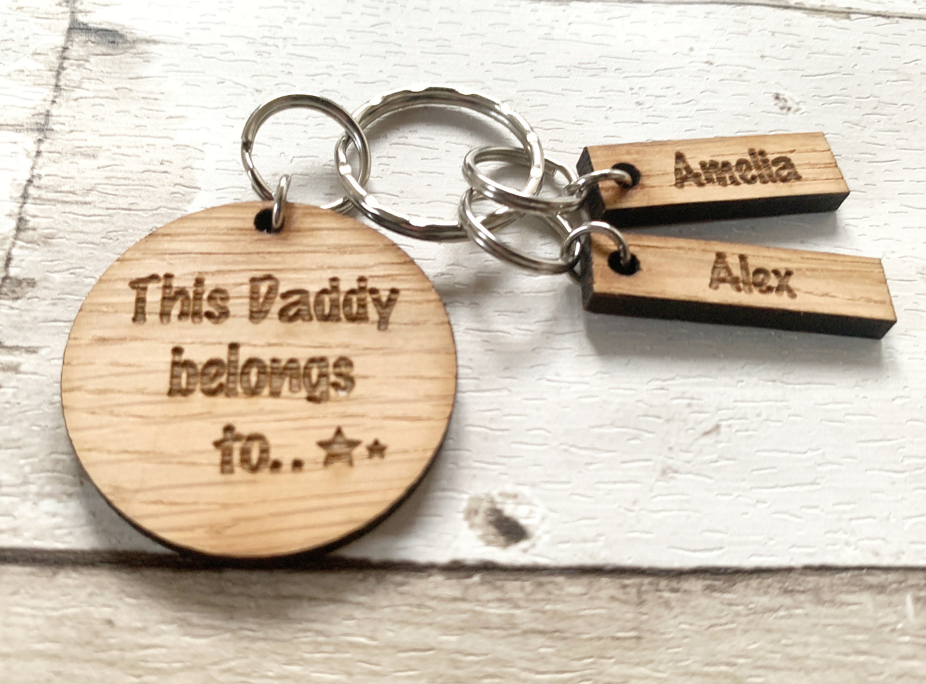 Personalised Wooden Keyring This Daddy Belongs to .... Keyring - Etsy