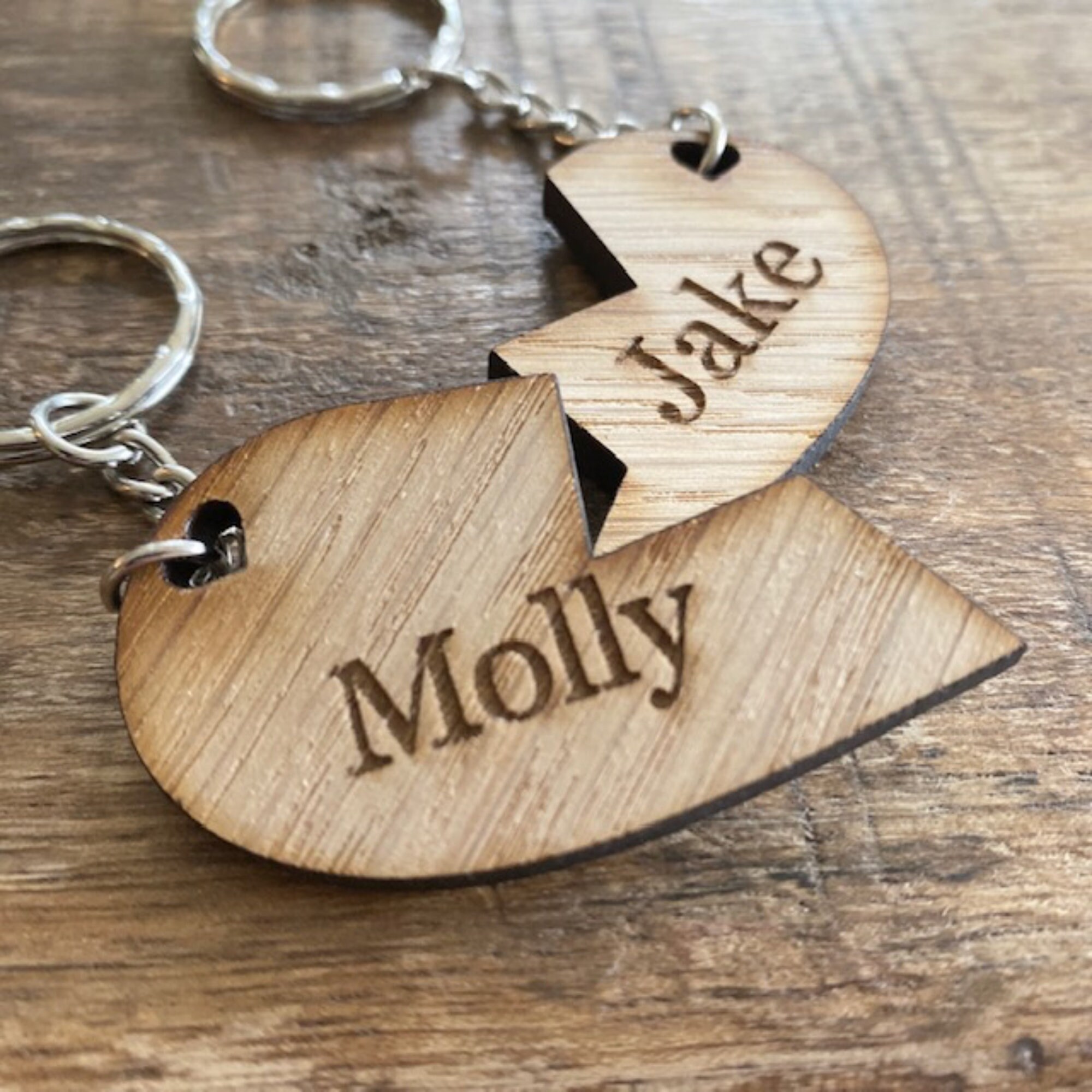 Personalised Wooden Heart Keyring With Engraved Names Can Be - Etsy