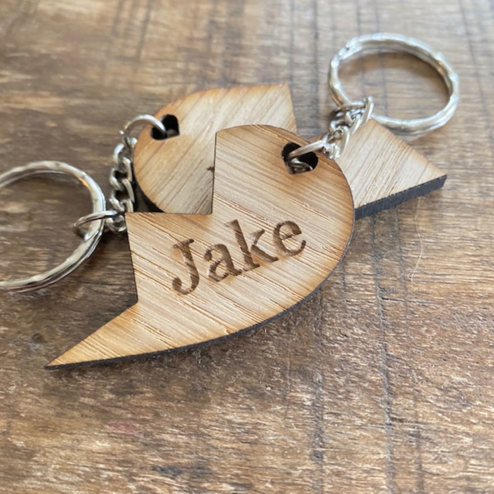 Personalised Wooden Heart Keyring With Engraved Names Can Be - Etsy