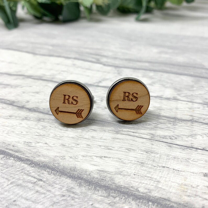 Personalised Wooden Cufflinks Arrow Engraved With Initials / - Etsy UK