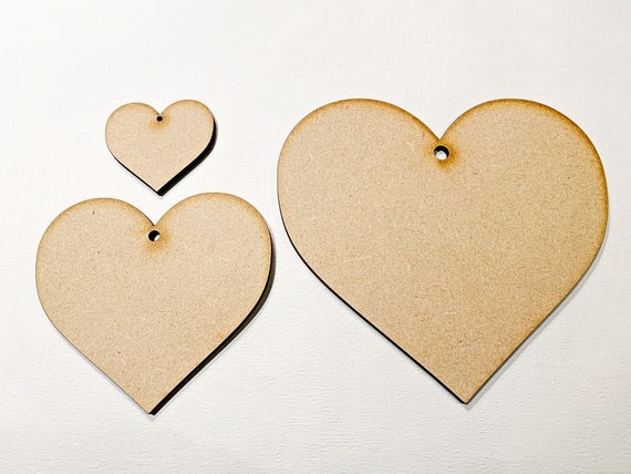 Set of 3 Wooden Hearts 5cm 10cm & 15cm Craft Ready to | Etsy