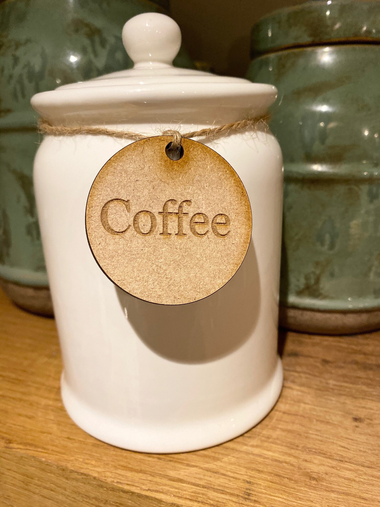 Tea Coffee Sugar Round Wooden Labels Complete With Twine | Etsy