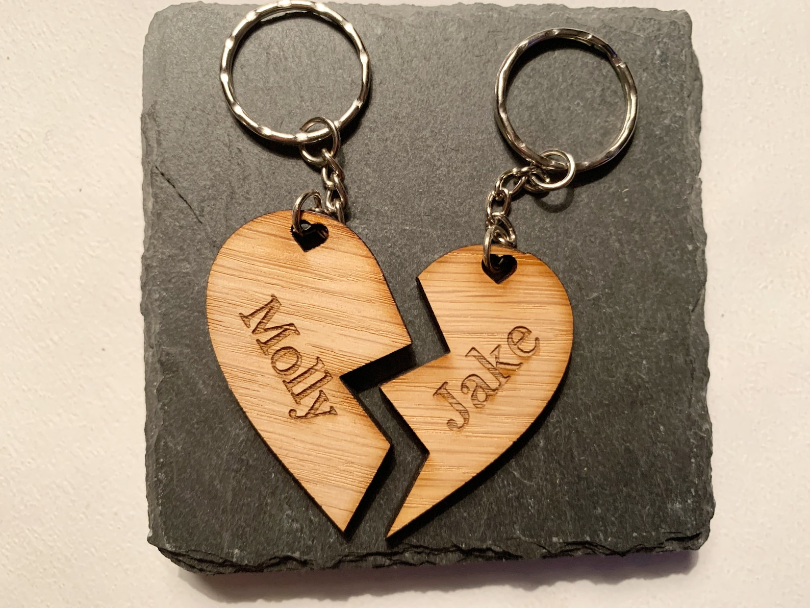 Personalised Wooden Heart Keyring With Engraved Names Can Be - Etsy