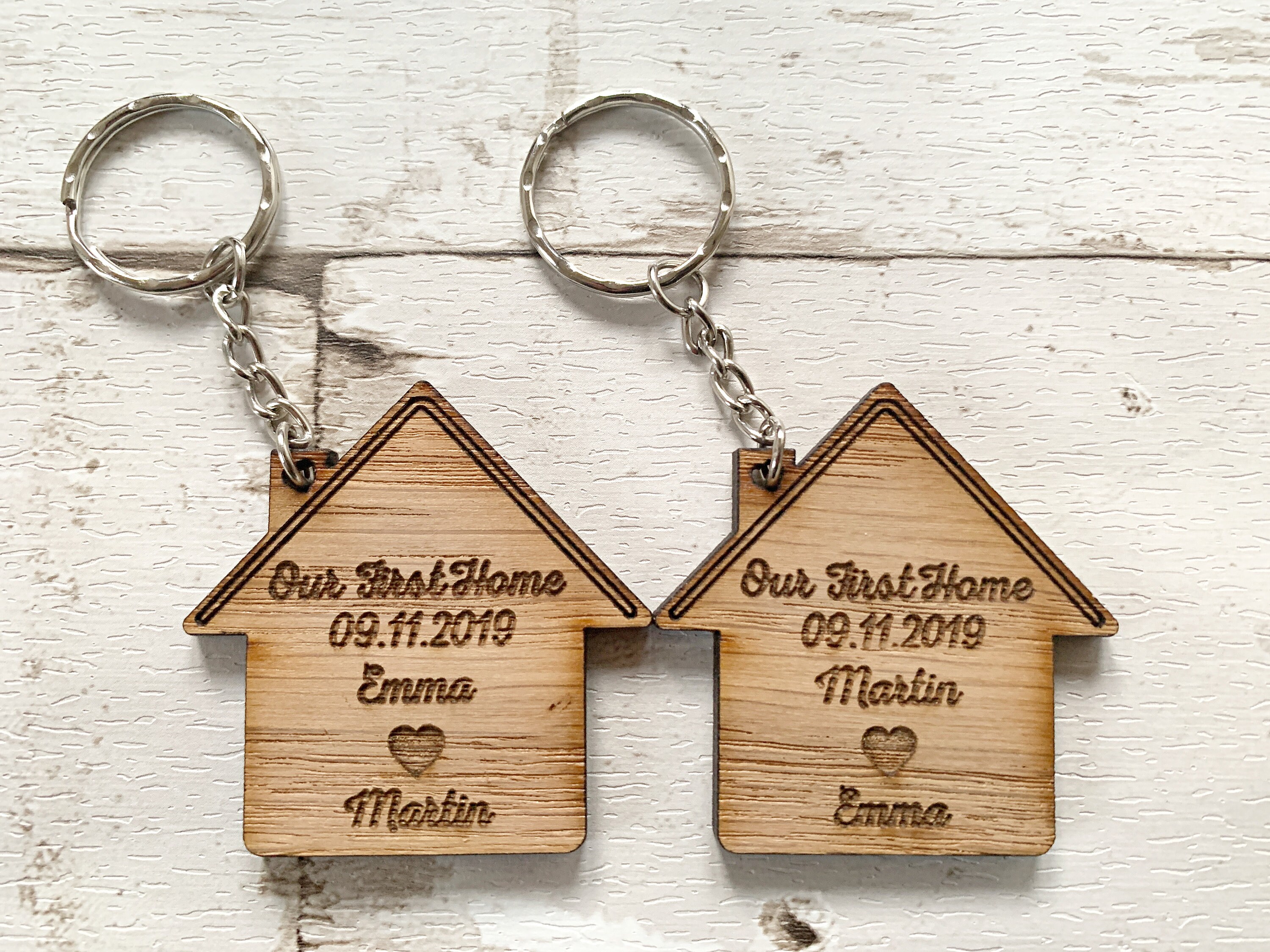 Set of 2 Personalised Keyrings With Names & Dates 'our | Etsy UK