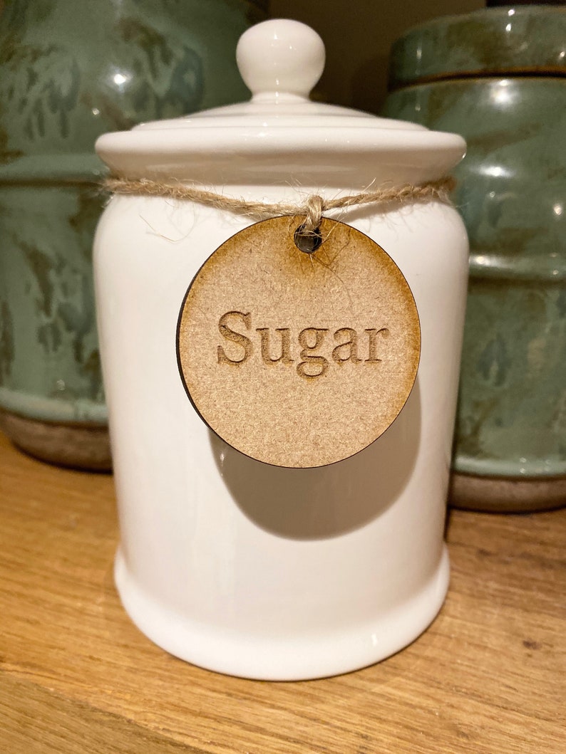 Tea Coffee Sugar Round Wooden Labels Complete With Twine | Etsy