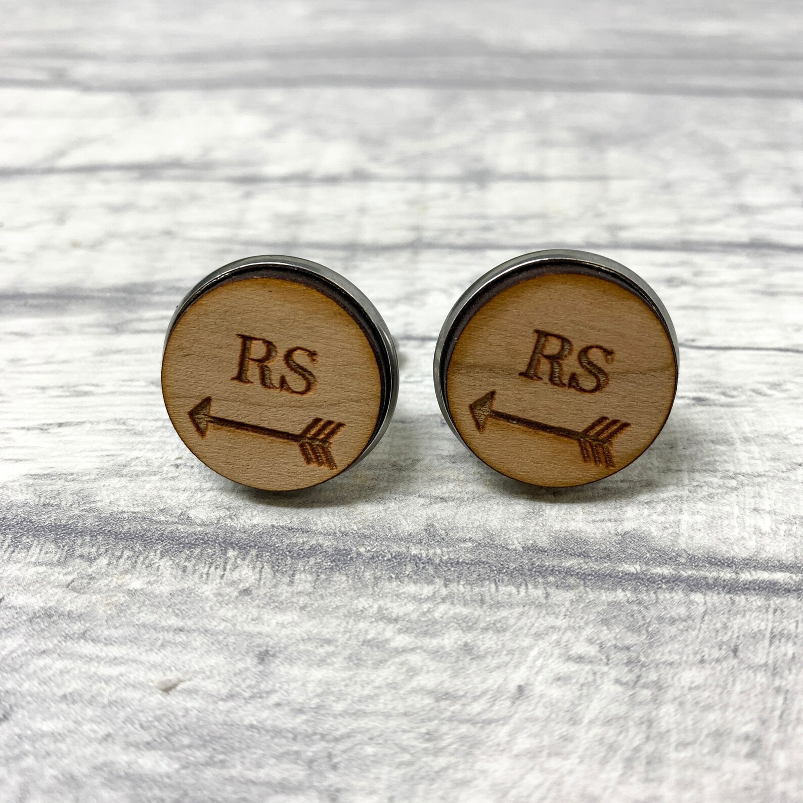 Personalised Wooden Cufflinks Arrow Engraved With Initials / - Etsy UK
