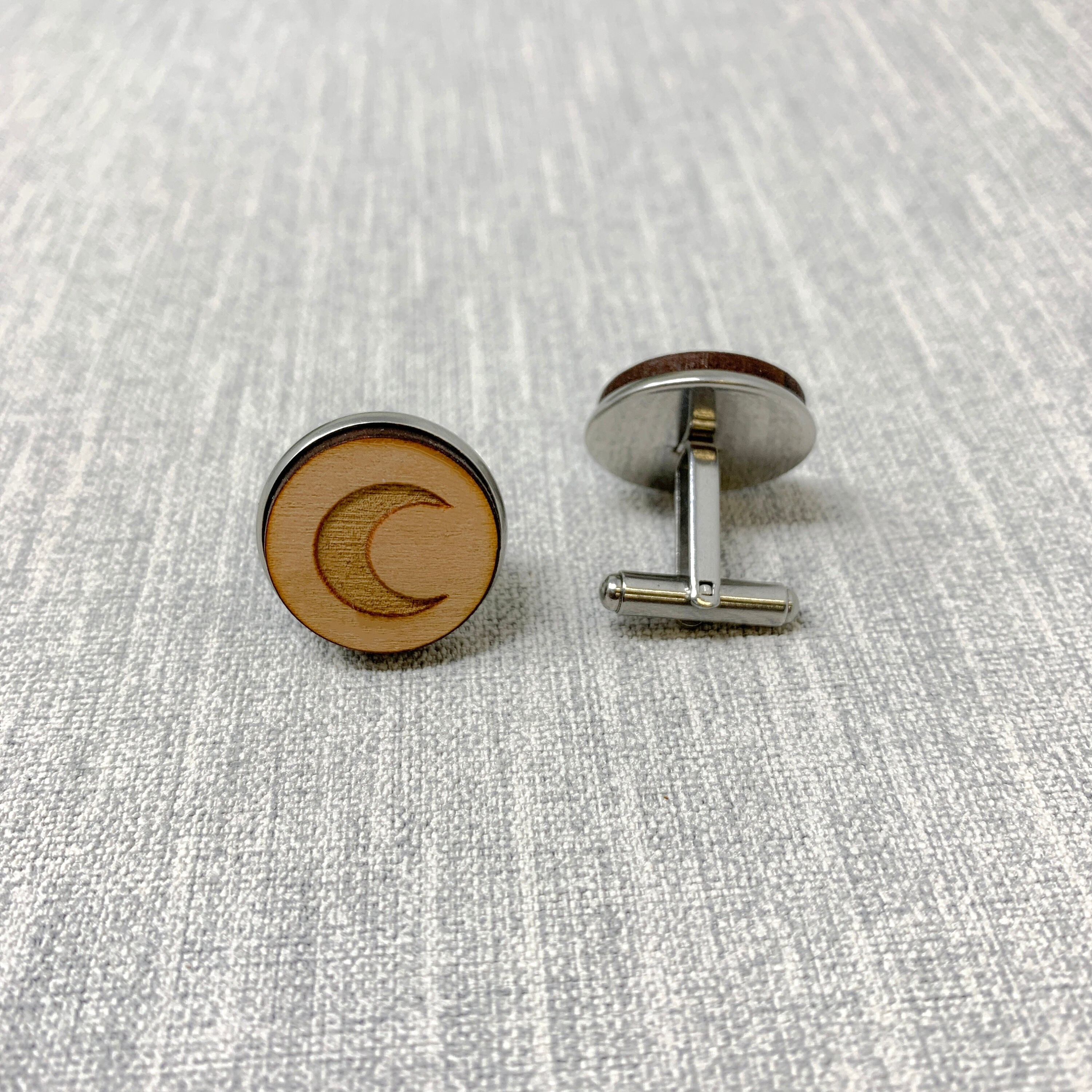 Wooden Cufflinks Moon and Star / Valentines Gift Birthday - Etsy UK