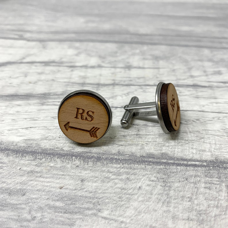Personalised Wooden Cufflinks Arrow Engraved With Initials / - Etsy UK