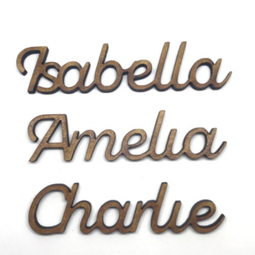 Script Font Personalised Names 4mm MDF Wood Wedding Names - Etsy UK