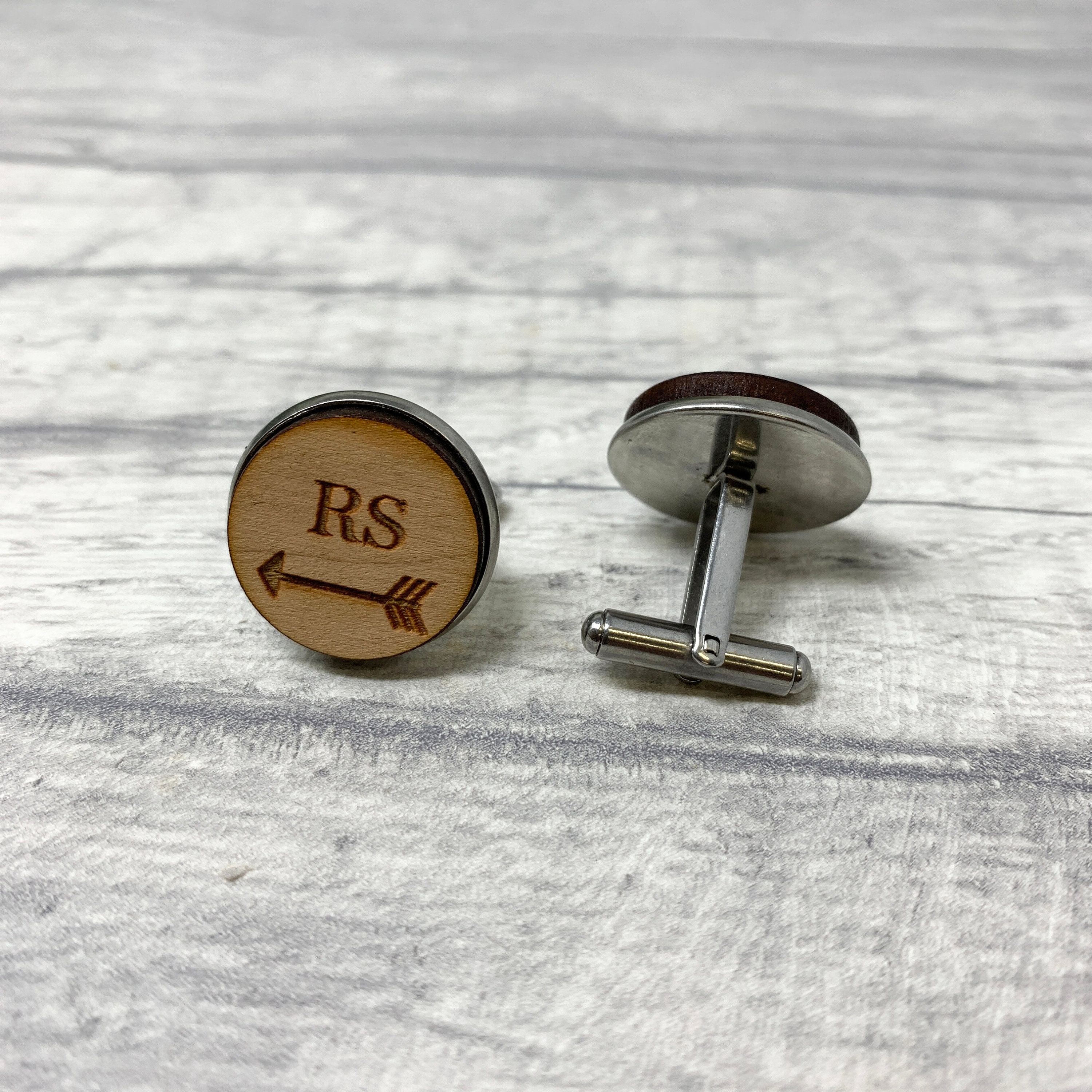 Personalised Wooden Cufflinks Arrow Engraved With Initials / - Etsy UK