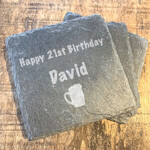 21st Birthday Personalised Slate Coaster / Birthday Gift/ Birthday ...