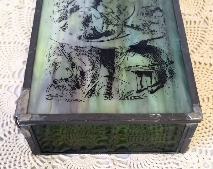 Alice in Wonderland Stained Glass Trinket Jewelry Box - Etsy
