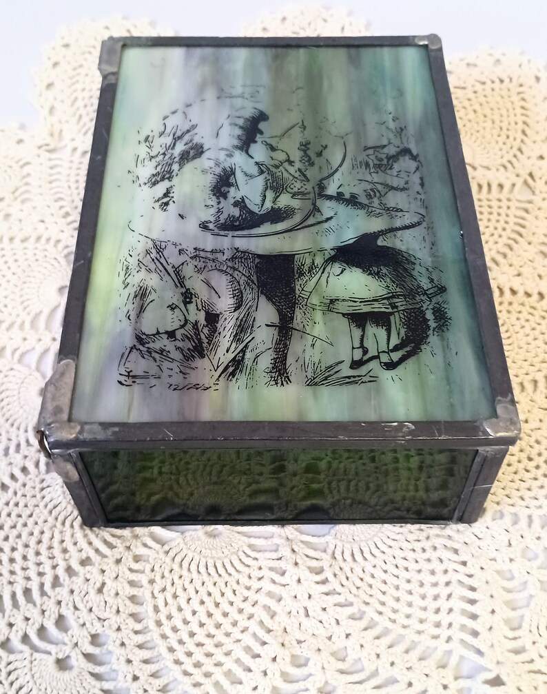Alice in Wonderland Stained Glass Trinket Jewelry Box - Etsy