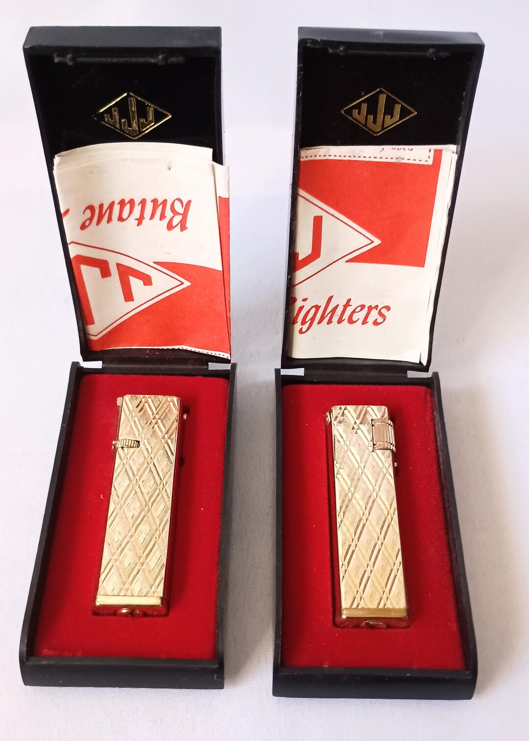 Pair JJJ Diamond Pattern Lighters in Org Box Japan - Etsy