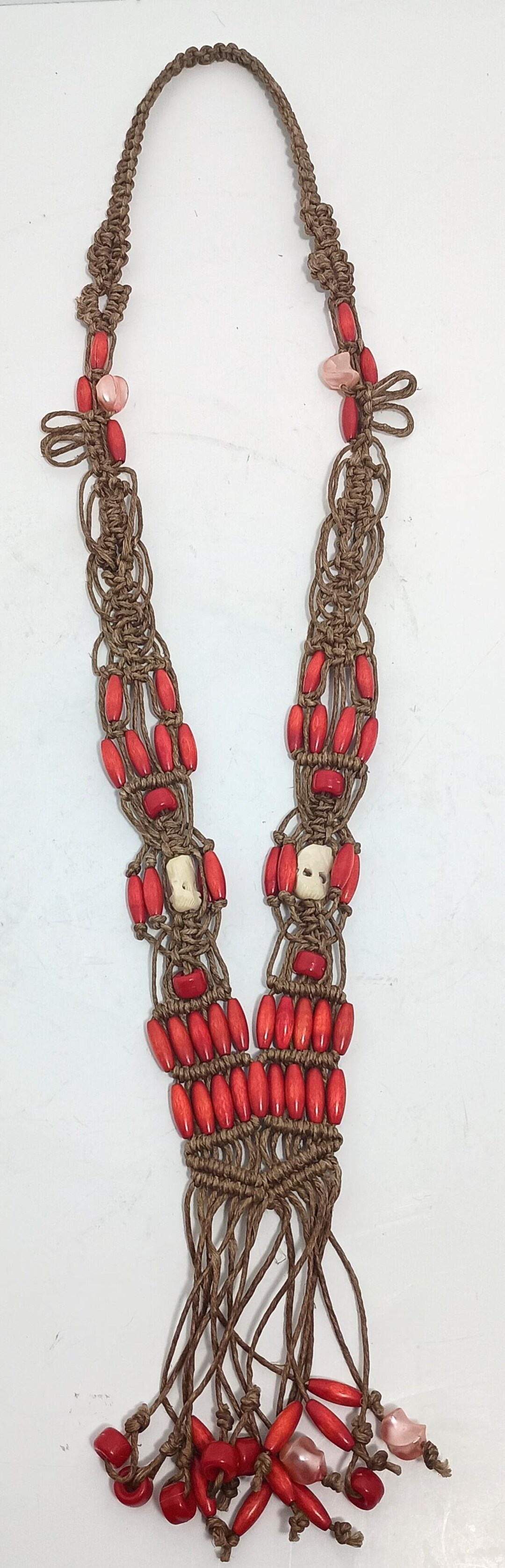 Vtg Macrame Beaded Necklace 18