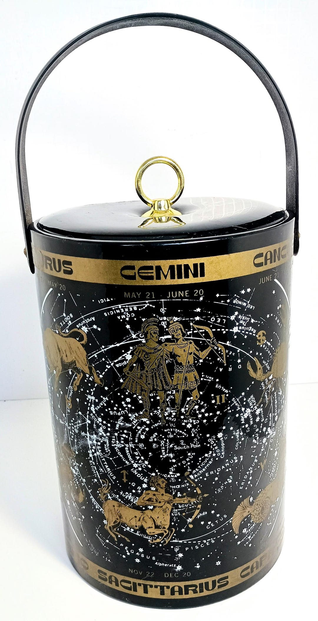 Horoscope Astrology Mid Century Ice Bucket Blk/gold - Etsy