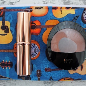 Music Themed Makeup Bag, Country Guitars Orchestra Instruments Small ...