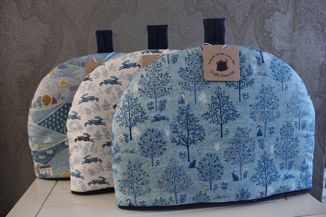Tea Cosy, Blue and White Woodland Scene Tea Cosy, Insulated Tea Cosy ...