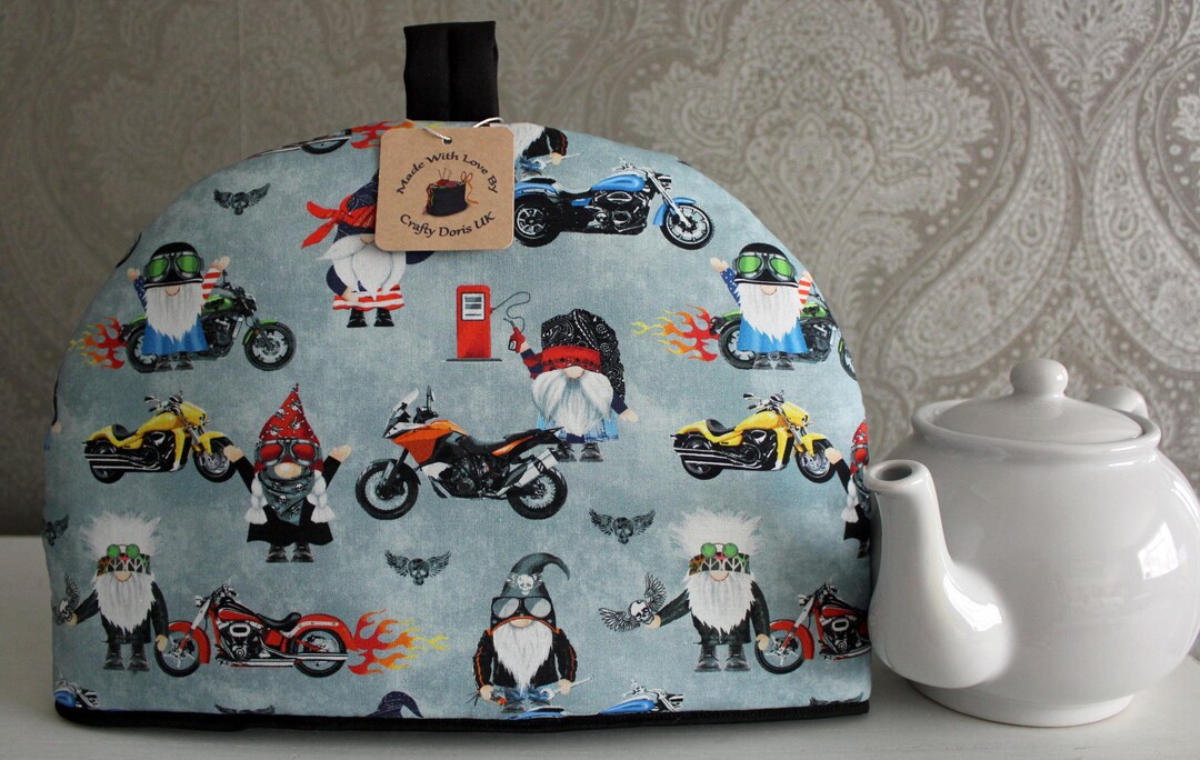 Gnomes Motorcycle Tea Cosy, Gonks Spring Garden Tea Cozy for Teapot ...
