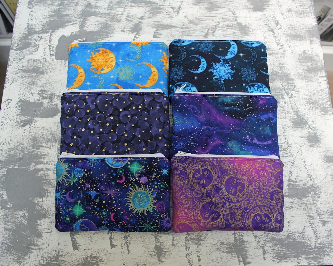 Celestial Makeup Bag, Sun Moon Stars Small Cosmetic Bag, Metallic ...